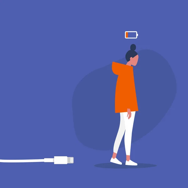 Body budget, low battery conceptual illustration, young exhauste Stock ...