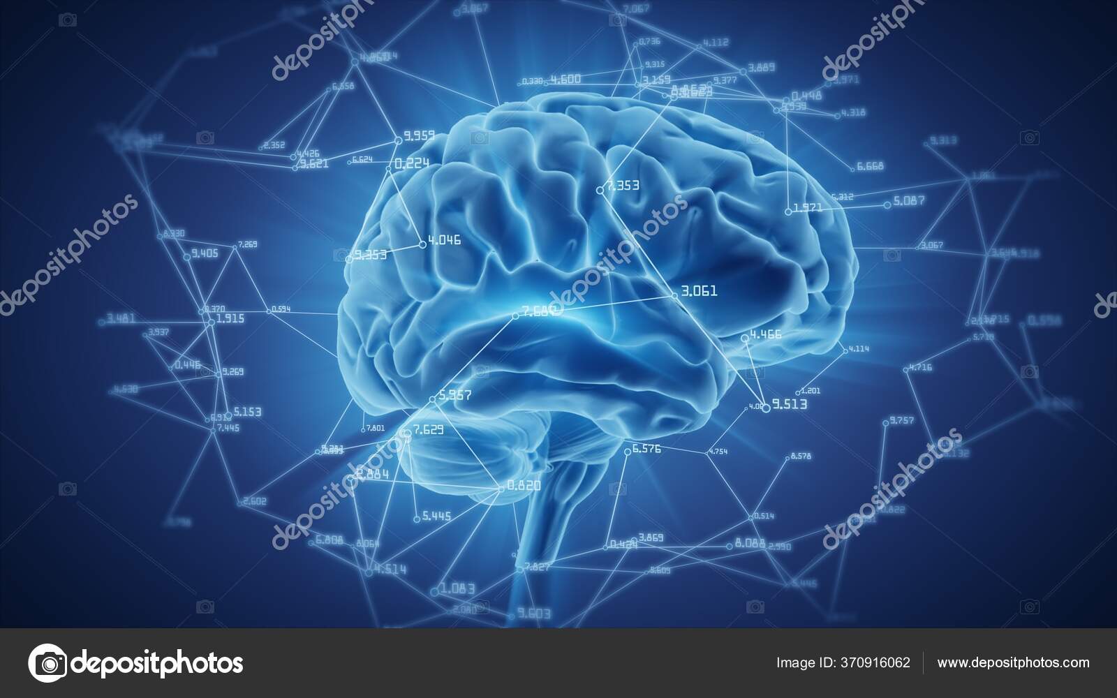 3d render brain with computational and mathematical data Stock Photo by ...
