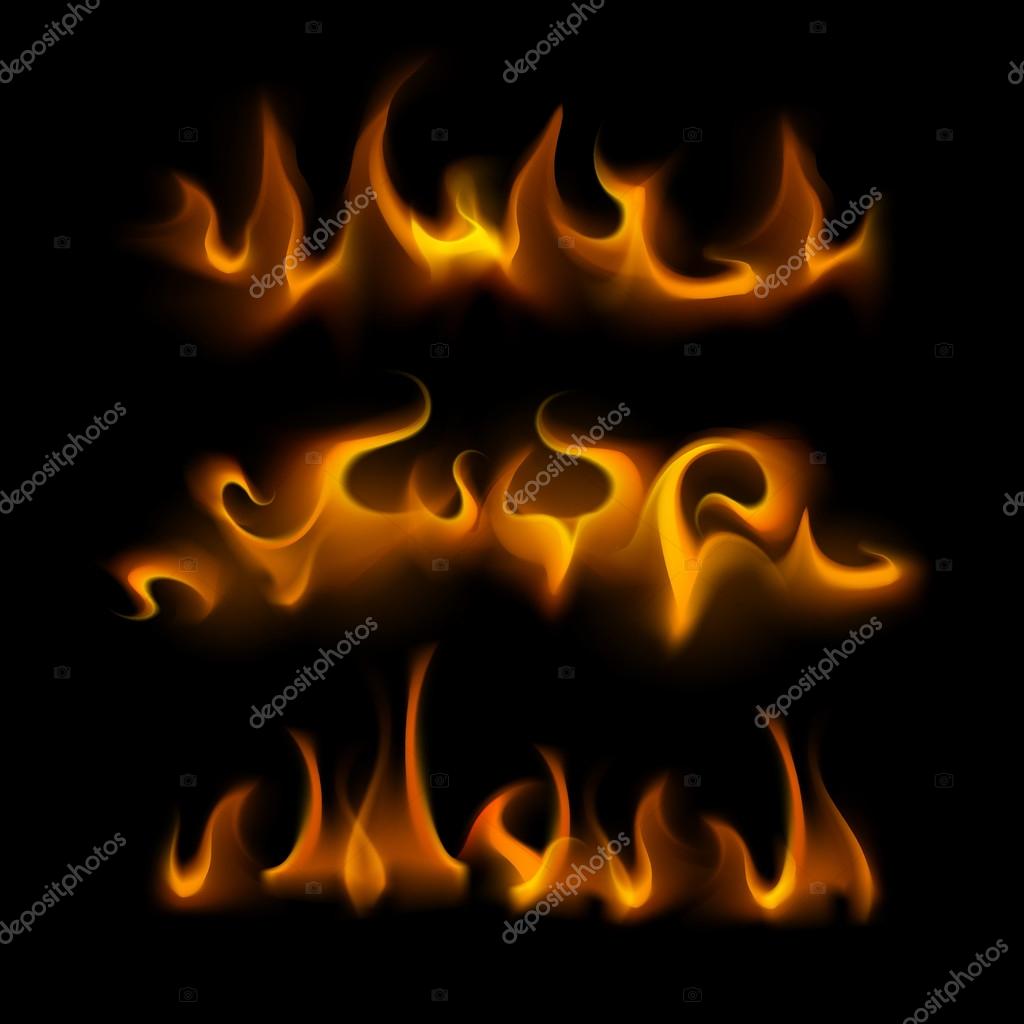 Ensemble de différentes flammes de feu orange jaune Vecteur par ©Zonda ...