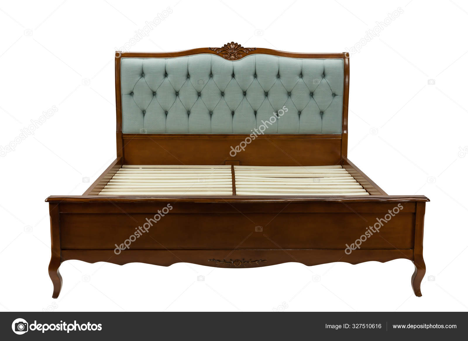 Large Wooden Bed White Background — Stock Photo © Ahilfoto #327510616