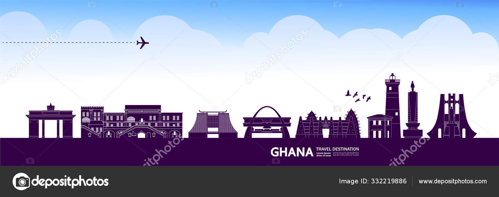 Ghana Travel Destination Grand Vector Illustration Stock Vector Image ...