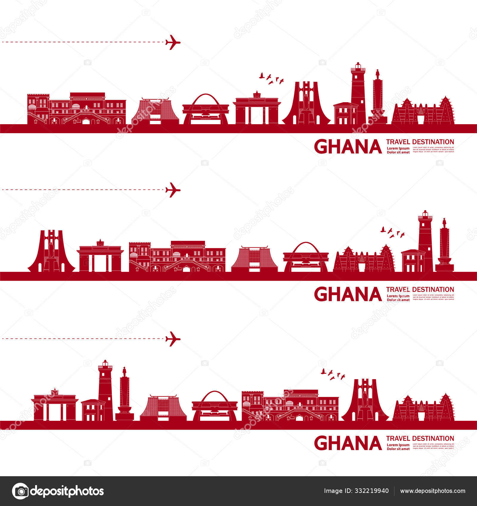 Ghana Travel Destination Grand Vector Illustration Stock Vector Image ...
