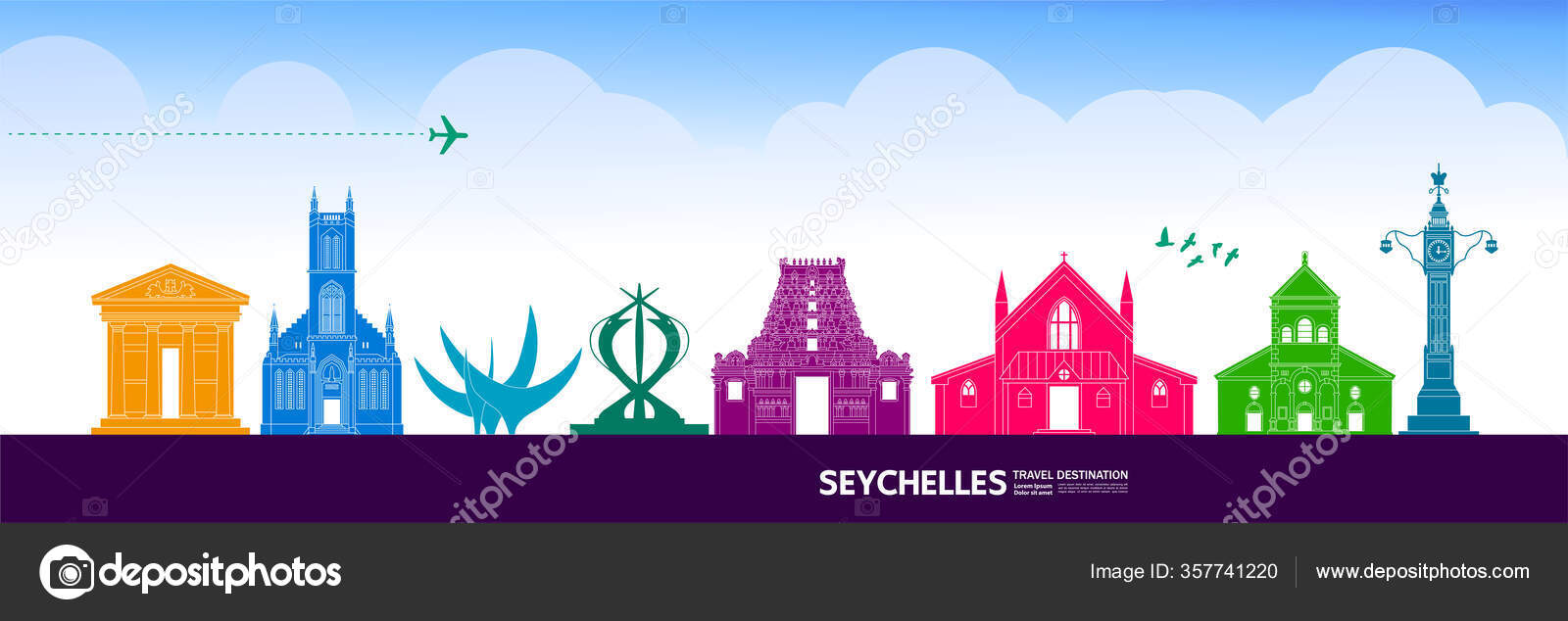 Seychelles Travel Destination Grand Vector Illustration Stock Vector by ...