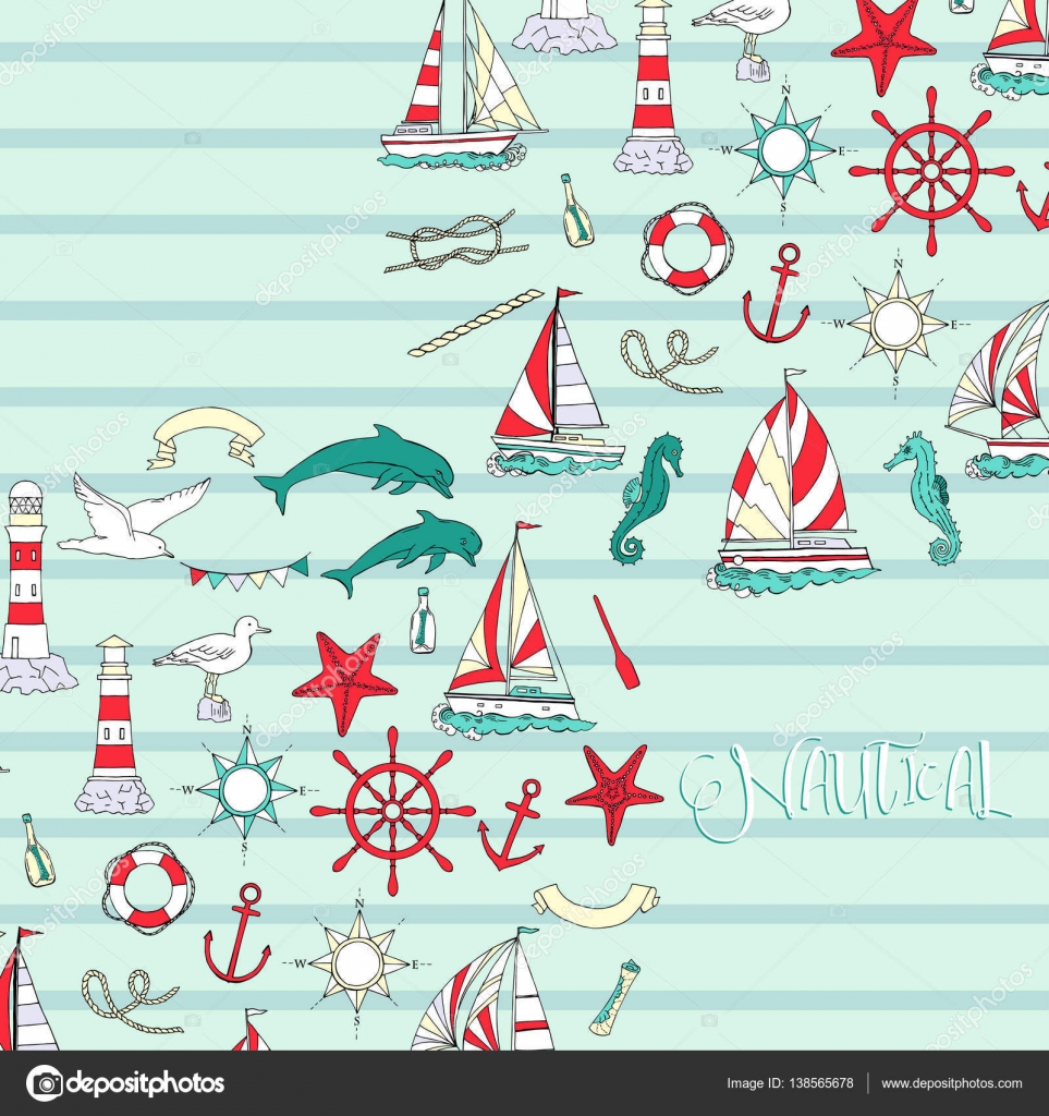 Nautical background with ships Stock Vector Image by ©piyasheva #138565678