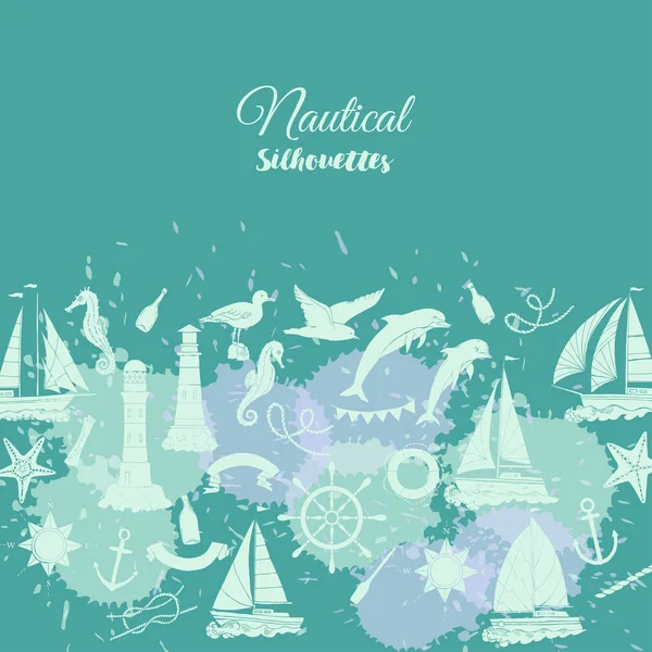 Nautical background with ships — Stock Vector © piyasheva #173037896