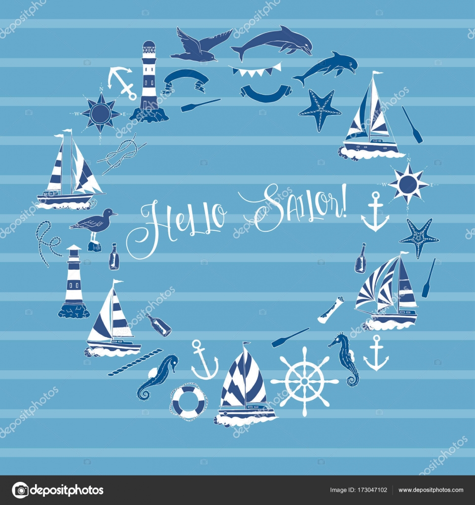 Nautical background with ships Stock Vector Image by ©piyasheva #173047102