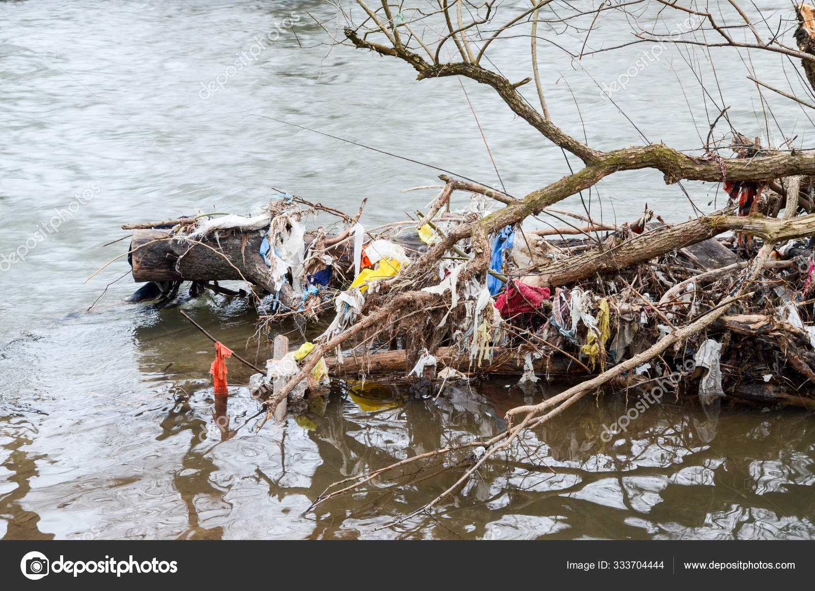 Environmental Pollution Plastic Bags Bottles Trash Garbage Floating ...
