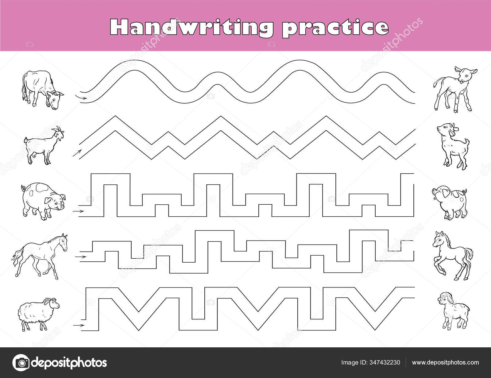Handwriting Practice Sheet Educational Children Game Printable ...