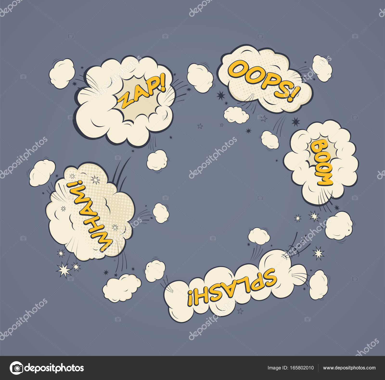 Explosions and splash of waves in comic style. Stock Vector by ...