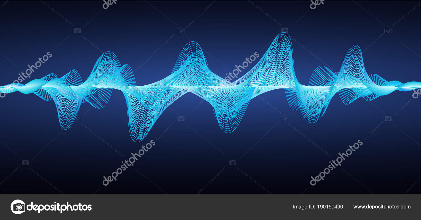 Abstract blue sound waves. Effect wavy lines. Stock Vector Image by ...