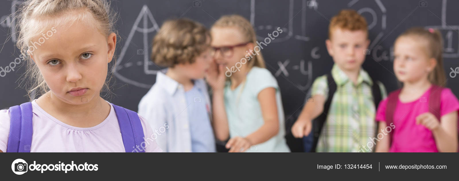 Sad school girl, kids backbiting her Stock Photo by ©photographee.eu ...