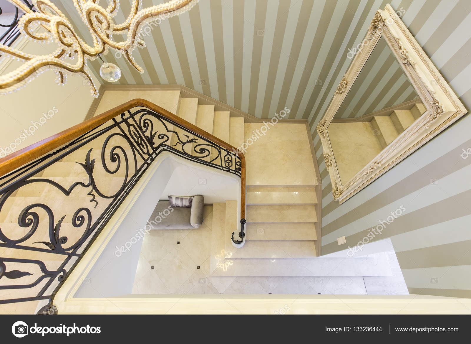 Fancy staircase railings | Stairs with decorative railing — Stock Photo ...