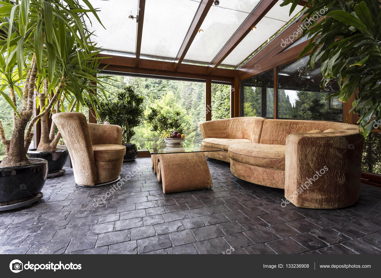 Comfortable lounge set in conservatory — Stock Photo © photographee.eu ...