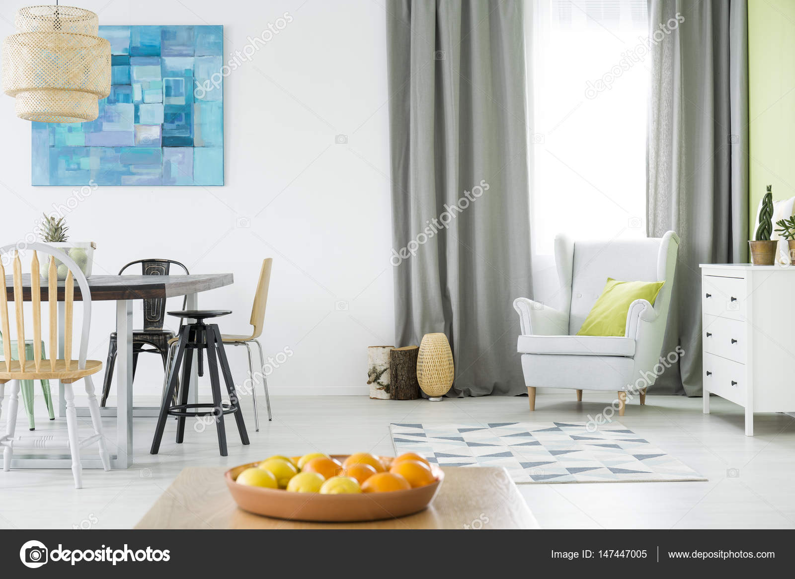 Bright home interior with table — Stock Photo © photographee.eu #147447005