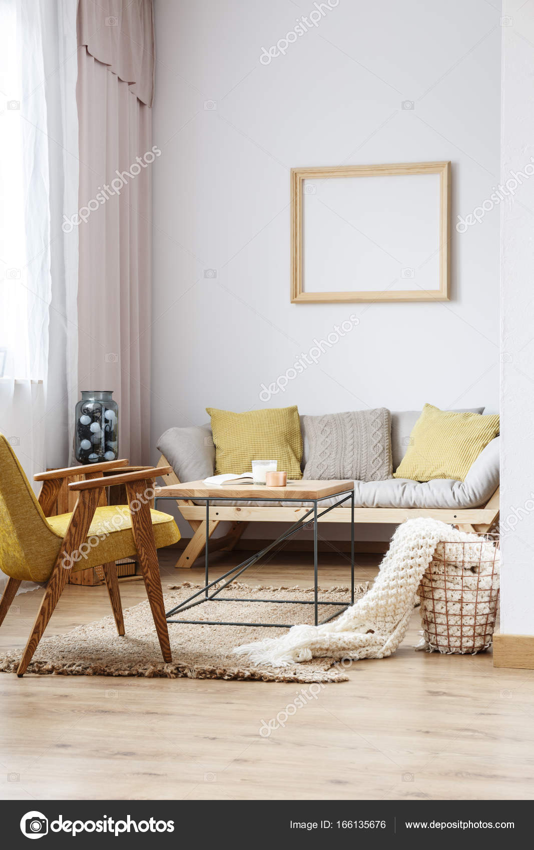 Beige and yellow living room — Stock Photo © photographee.eu #166135676