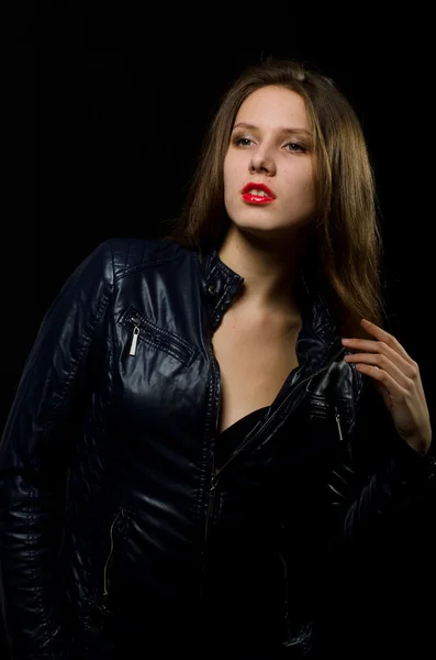 Girl In Black Leather Jacket Sexy Girl In Black Leather Jacket