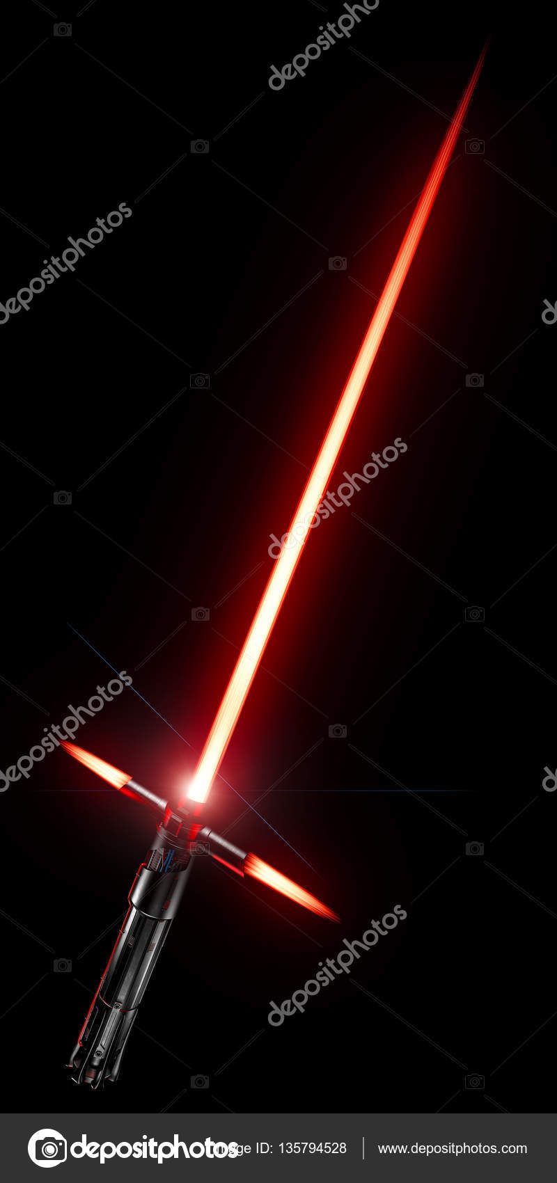 3D rendering of a laser sword over dark background — Stock Photo ...