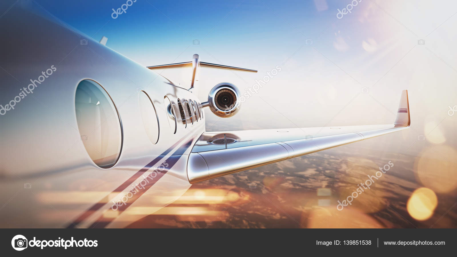 White private jet flying in sky — Stock Photo © kantver #139851538