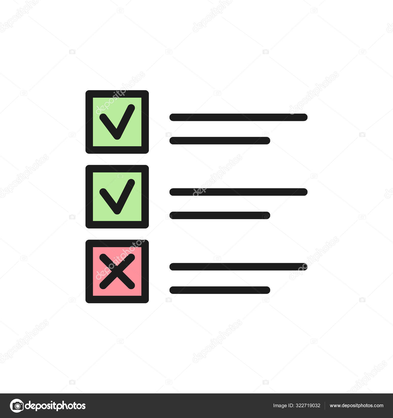 List of done and undone cases flat color icon. Stock Vector Image by ...