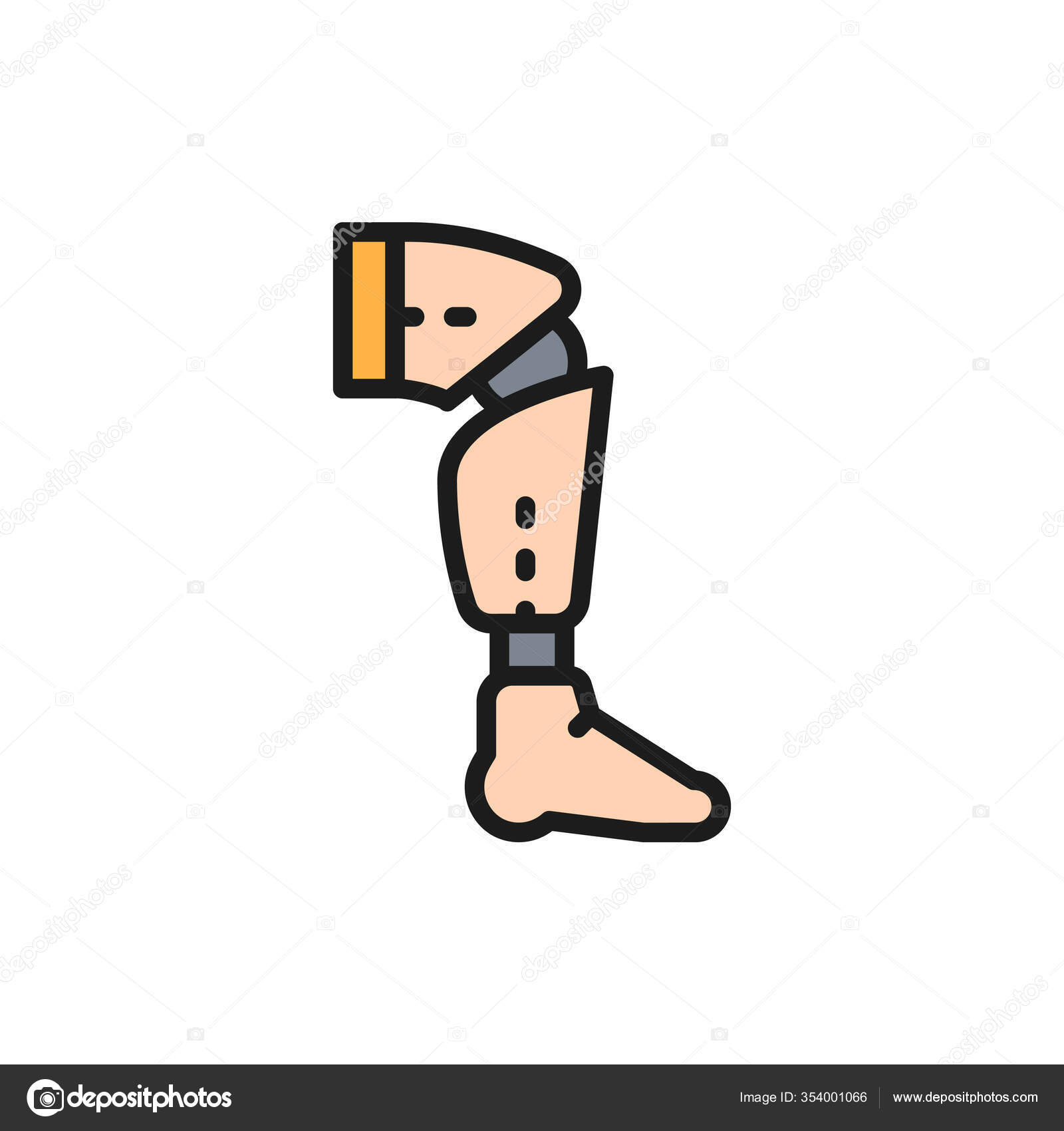 Prosthesis leg, exoskeleton flat color line icon. Stock Vector Image by ...