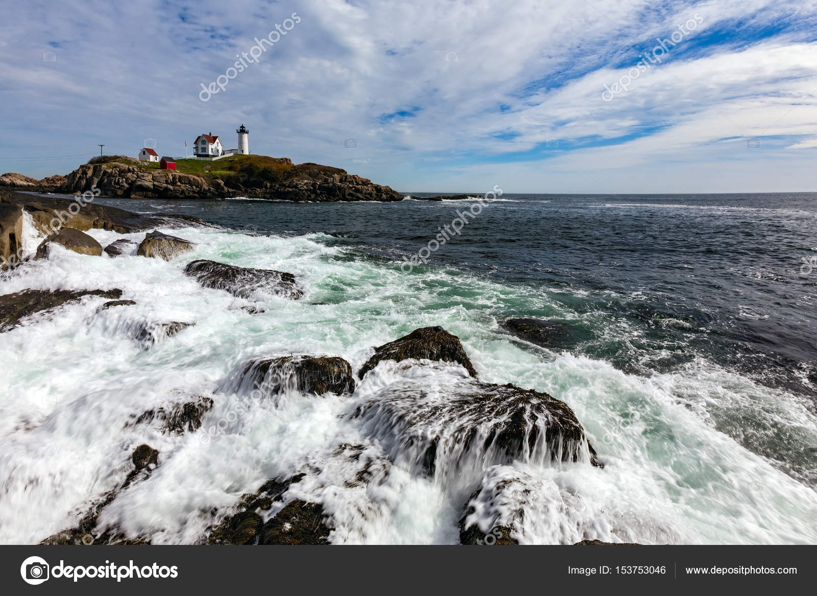 Cape Neddick Lighthouse (Nubble Lighthouse) at Old York Village, Stock ...