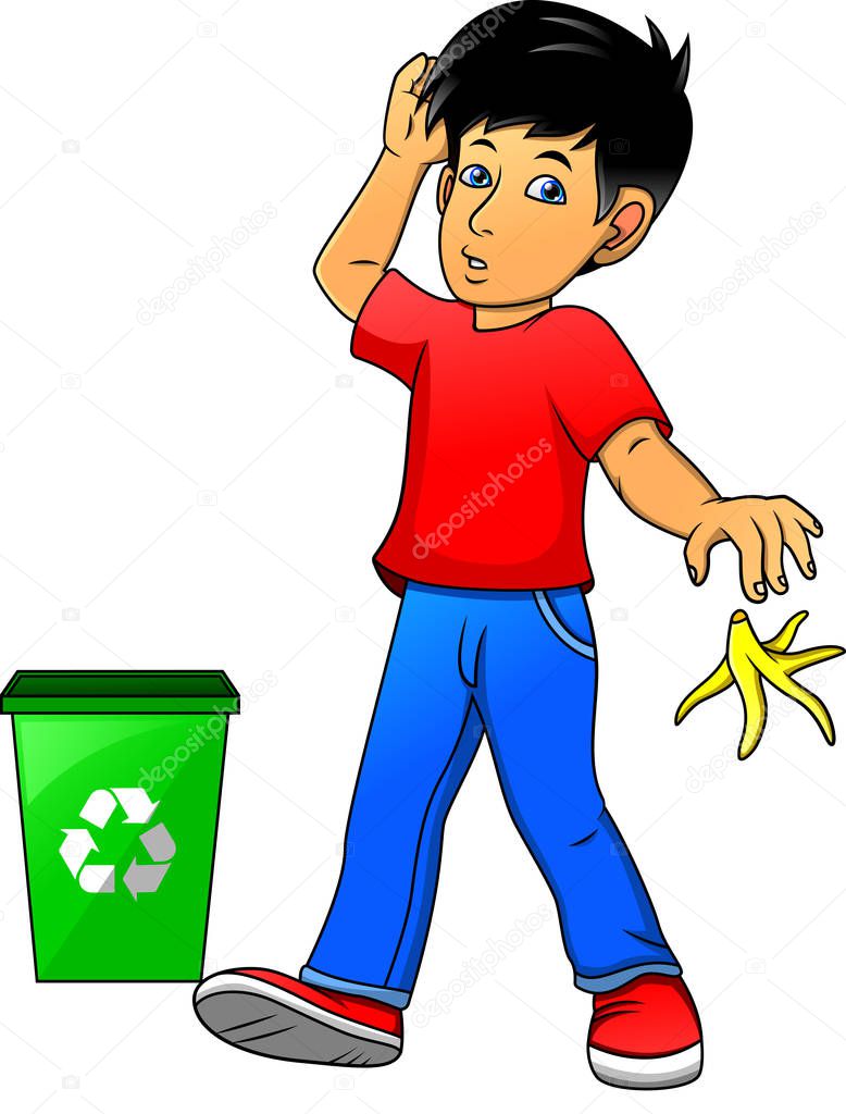 Chico Tirar Basura Calle Vector de stock por ©lawangdesign 316983988