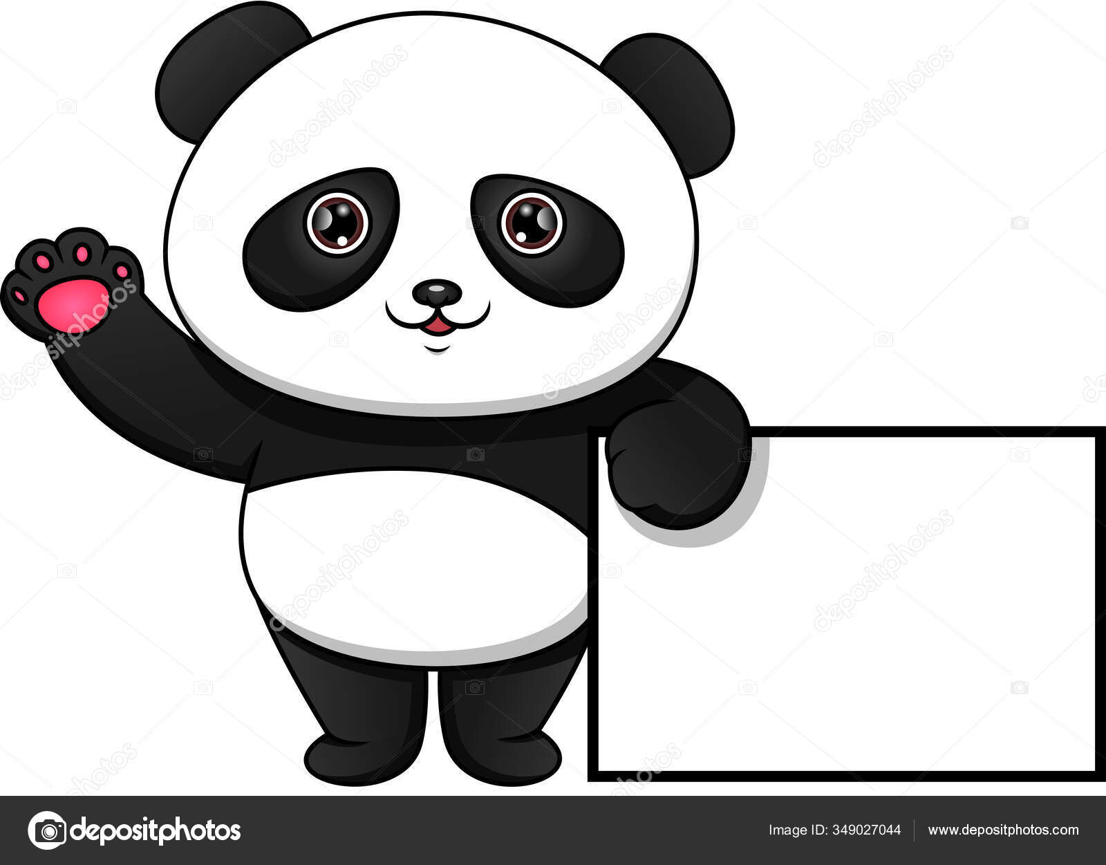 Cute Panda Blank Sign Stock Vector by ©lawangdesign 349027044