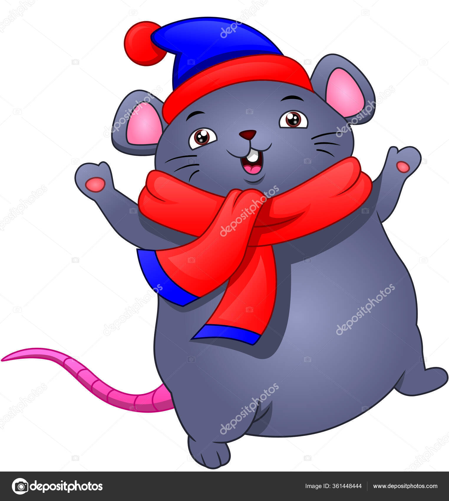 Cute Mouse Cartoon Waving Stock Vector Image by ©lawangdesign #361448444