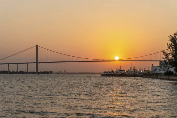Sun Hanging Golden Bridge Maputo Mozambique Stock Photo by ©eunikas ...