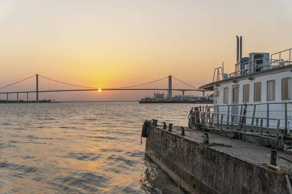 Sun Hanging Golden Bridge Maputo Mozambique Stock Photo by ©eunikas ...