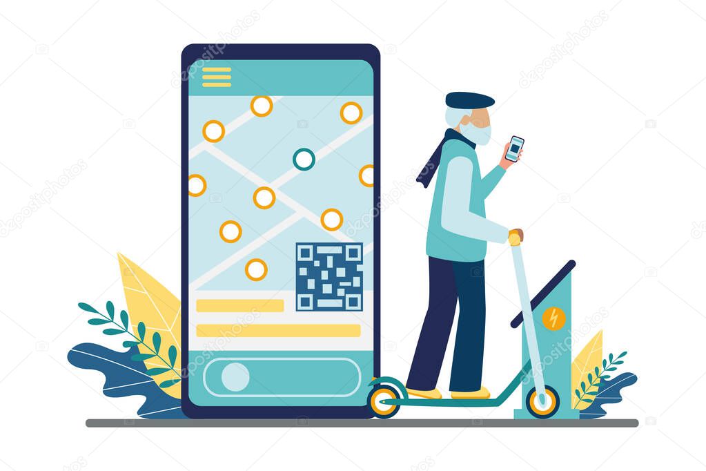 Alquiler de scooter eléctrico y kick compartir. El concepto de ...