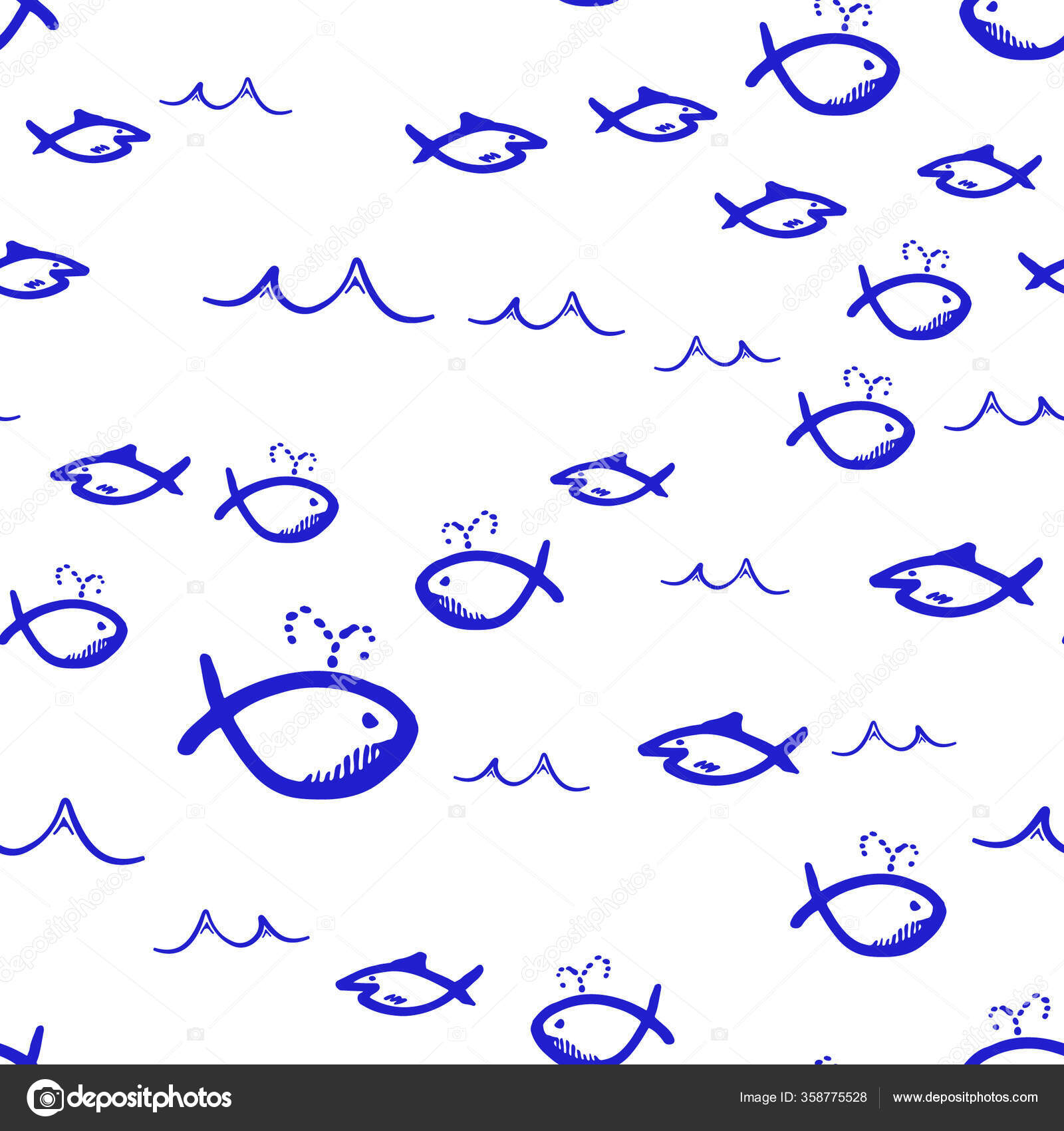 Cute Fish Hand Drawing Beautiful Hand Drawing Sketch Seamless Summer ⬇ ...