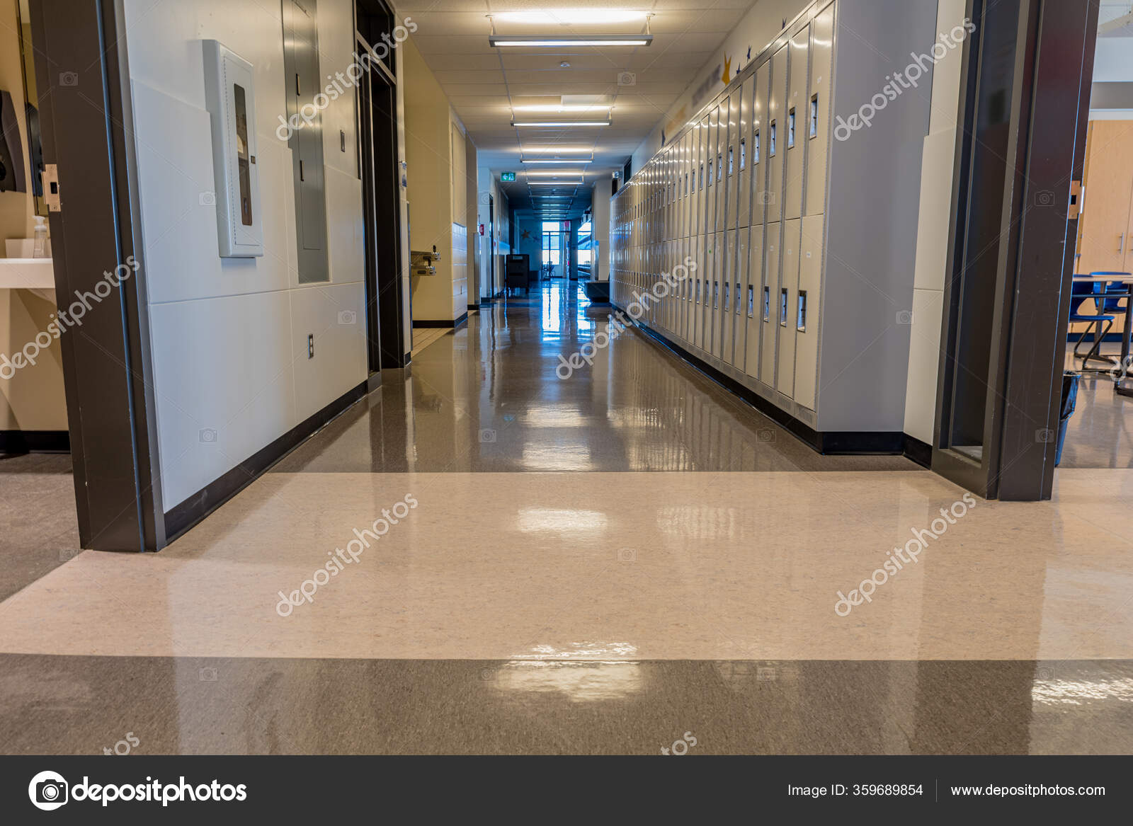 Empty High School Hallway