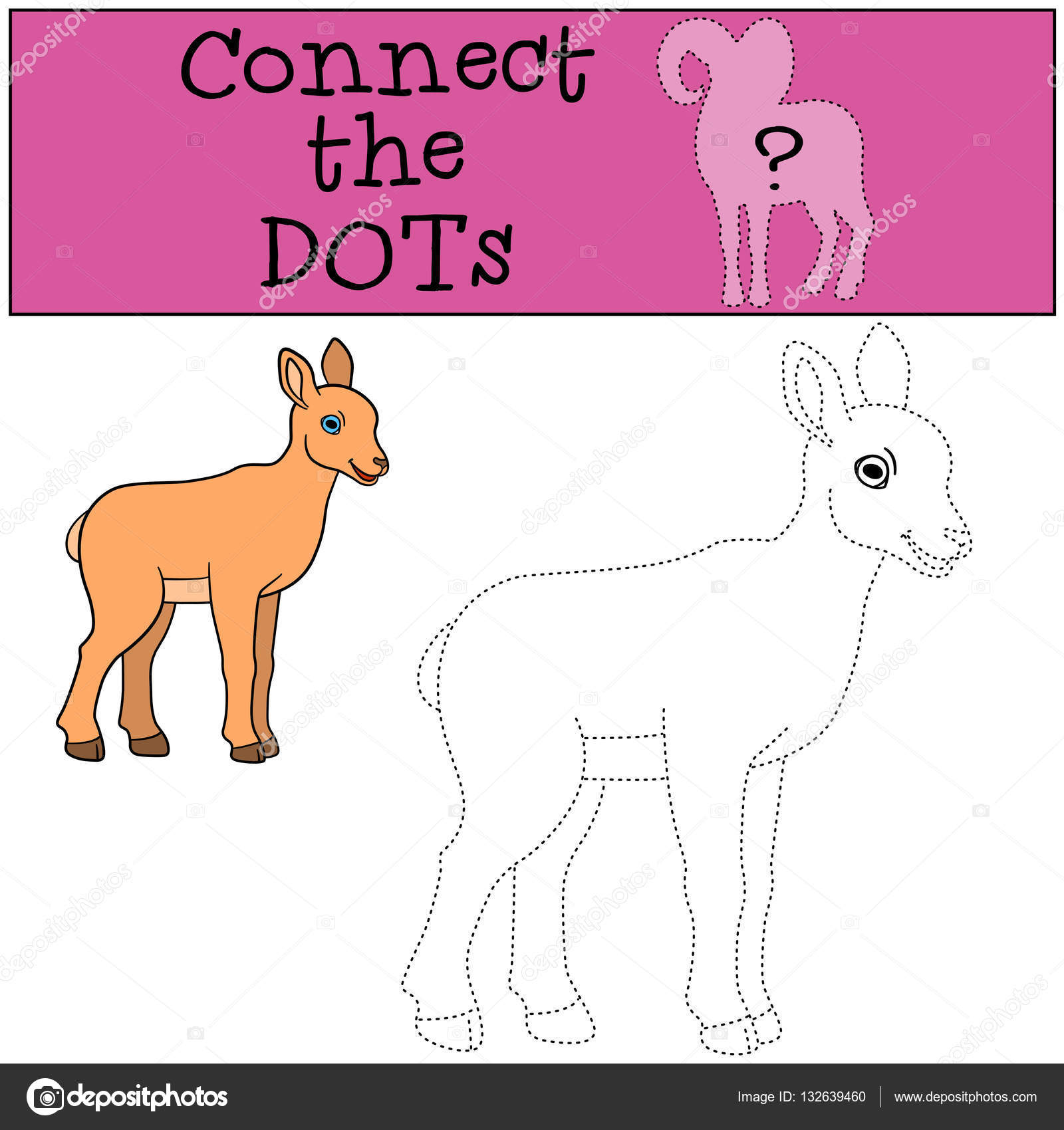 Educational game: Connect the dots. Little cute baby urial. Stock ...