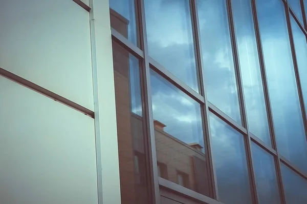 glazing of the building. glass plane background. blue glazing on the ...