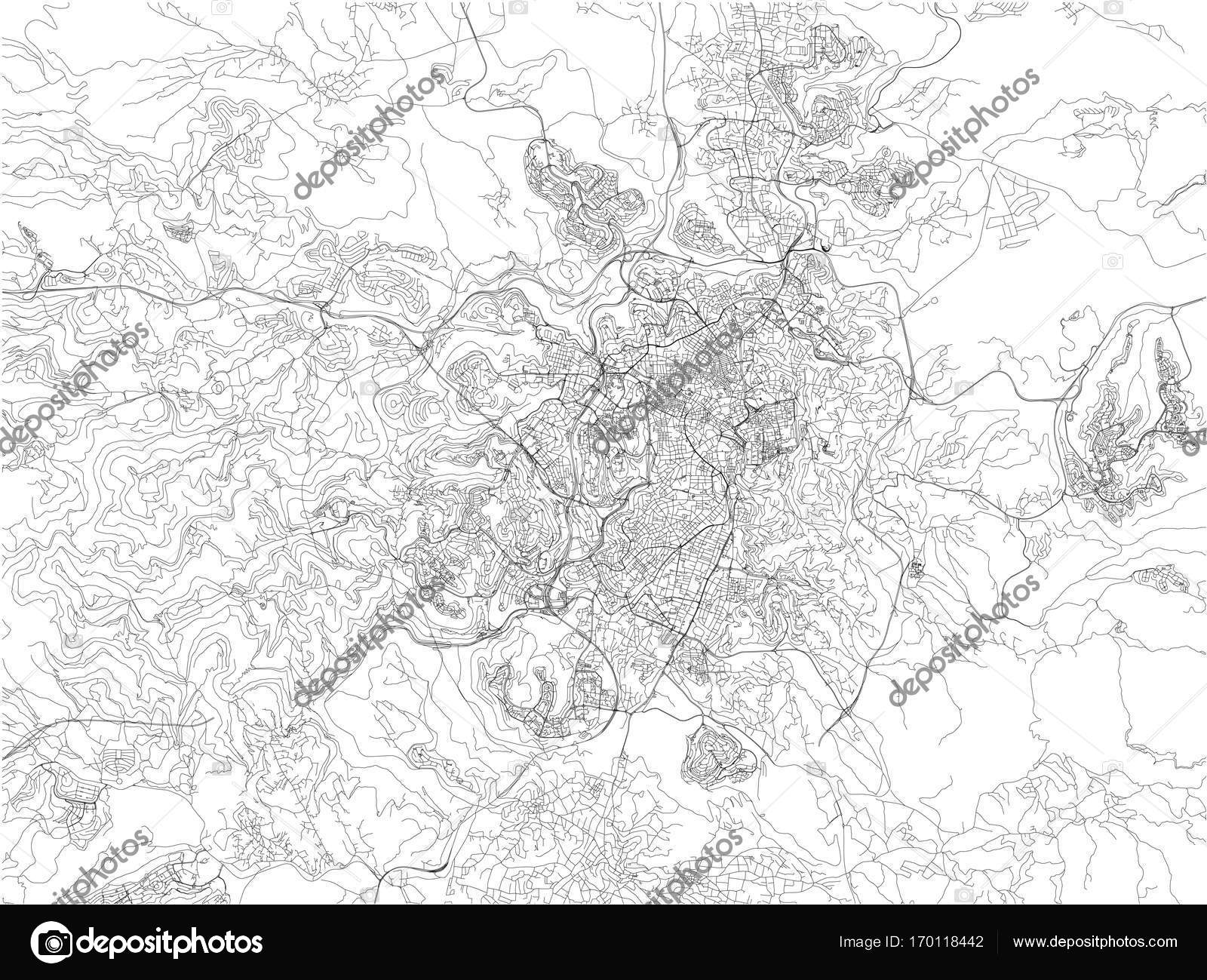 Streets of Jerusalem, city map, Israel — Stock Vector © vampy1 #170118442