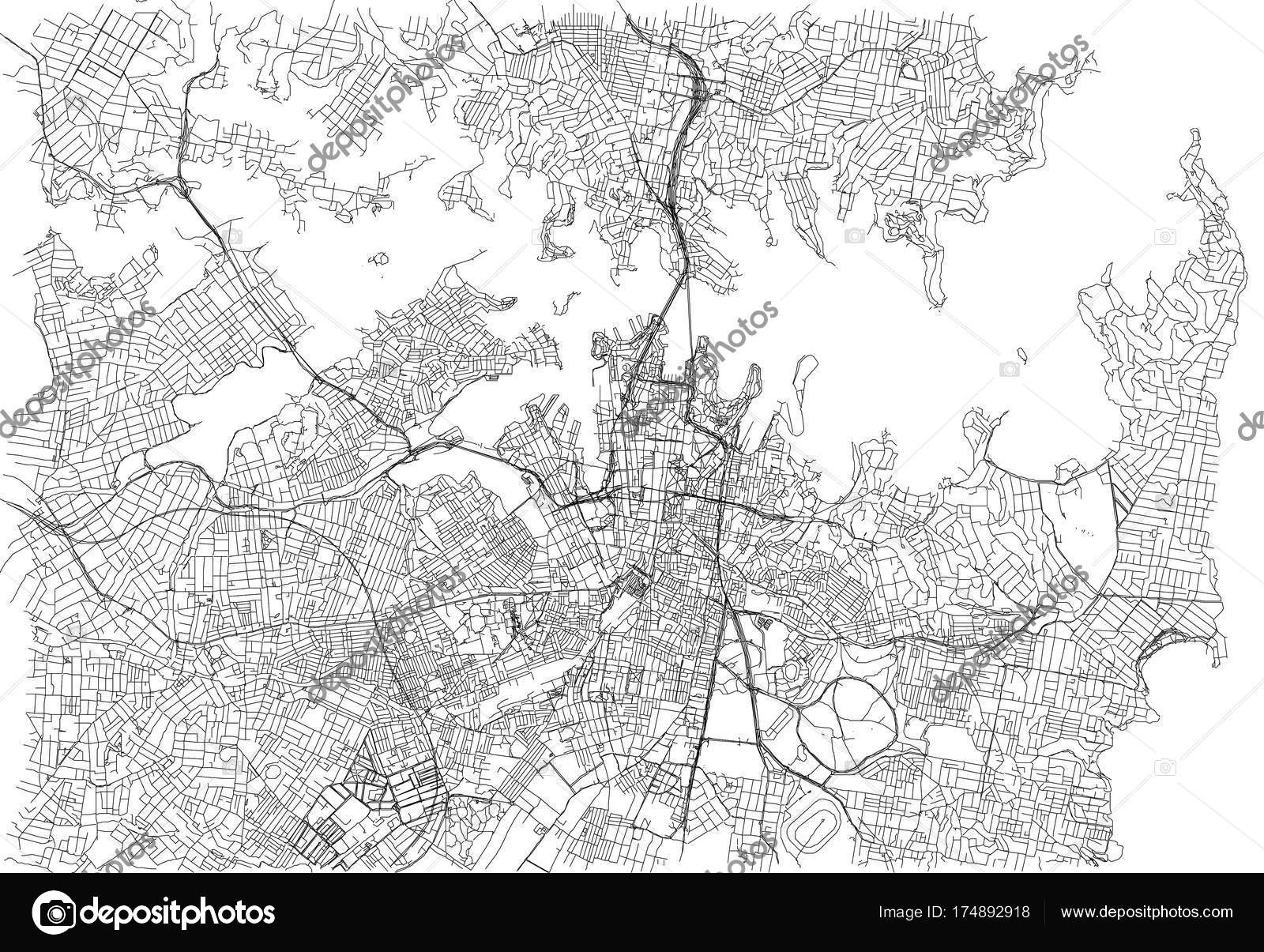 Mapa De Sydney En Blanco Y Negro