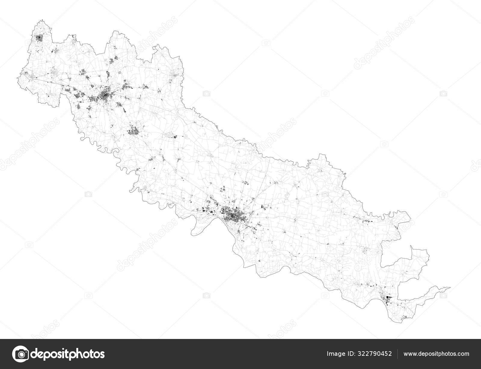 Satellite Map Province Cremona Towns Roads Buildings Connecting Roads ...