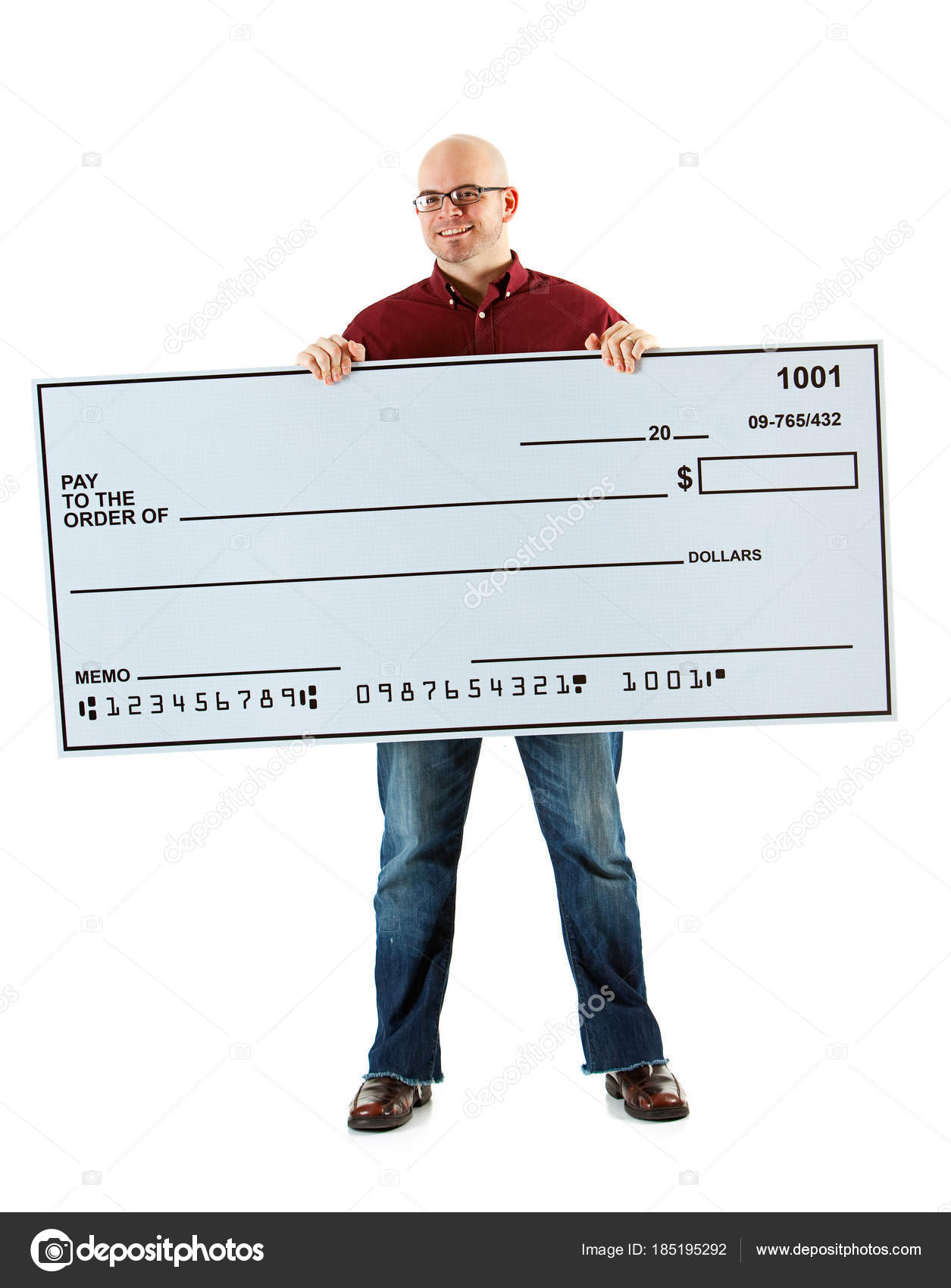Check: Cheerful Guy With Huge Check — Stock Photo © sjlocke #185195292
