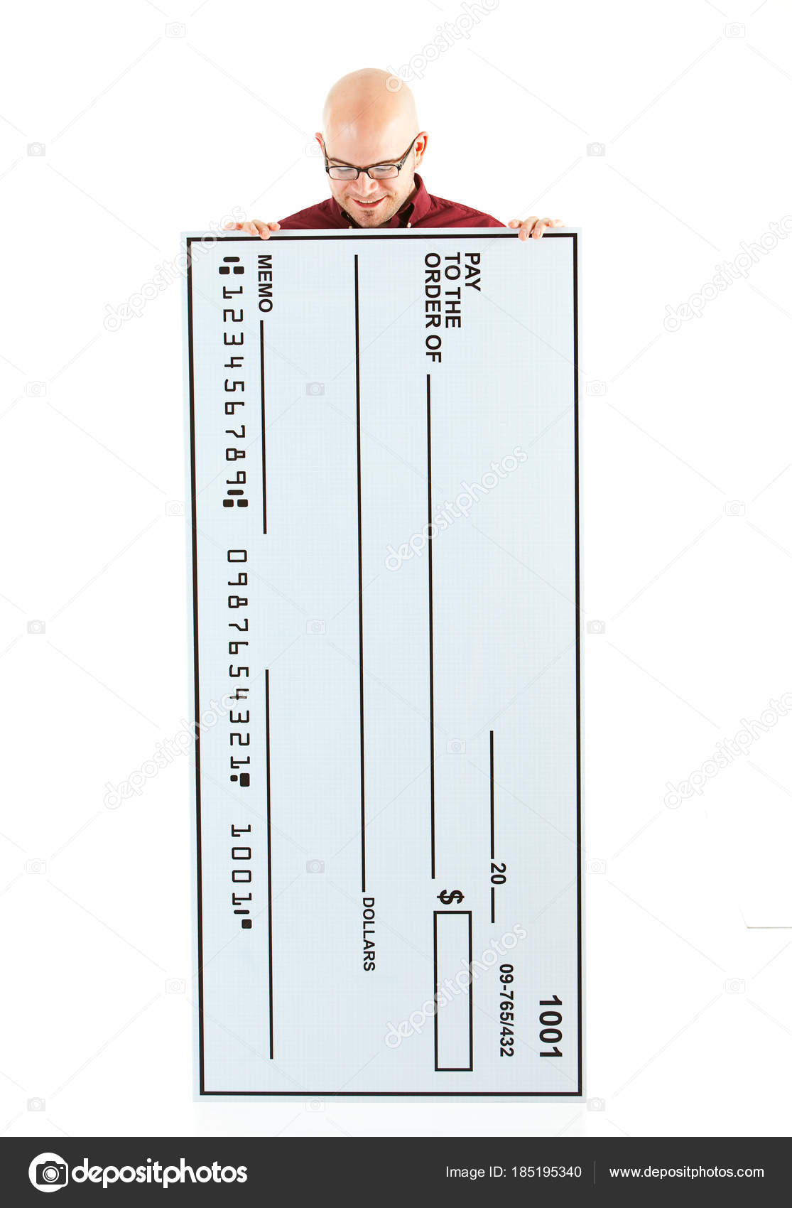 Check: Man Looking Down at Blank Check — Stock Photo © sjlocke #185195340