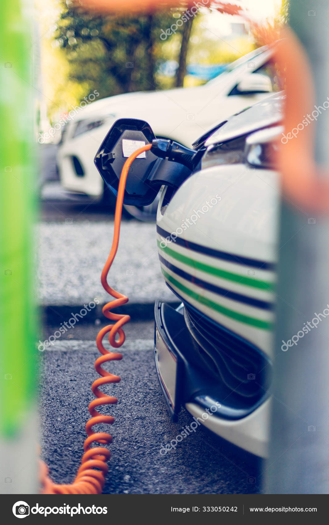 Electric Car Recharging Charge Cable Plug Leading Charge Point — Stock ... Electric Car Recharging Charge Cable Plug Leading Charge Point — Stock ...