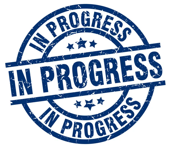 In Progress blue grunge round stamp on white background — Stock Photo ...