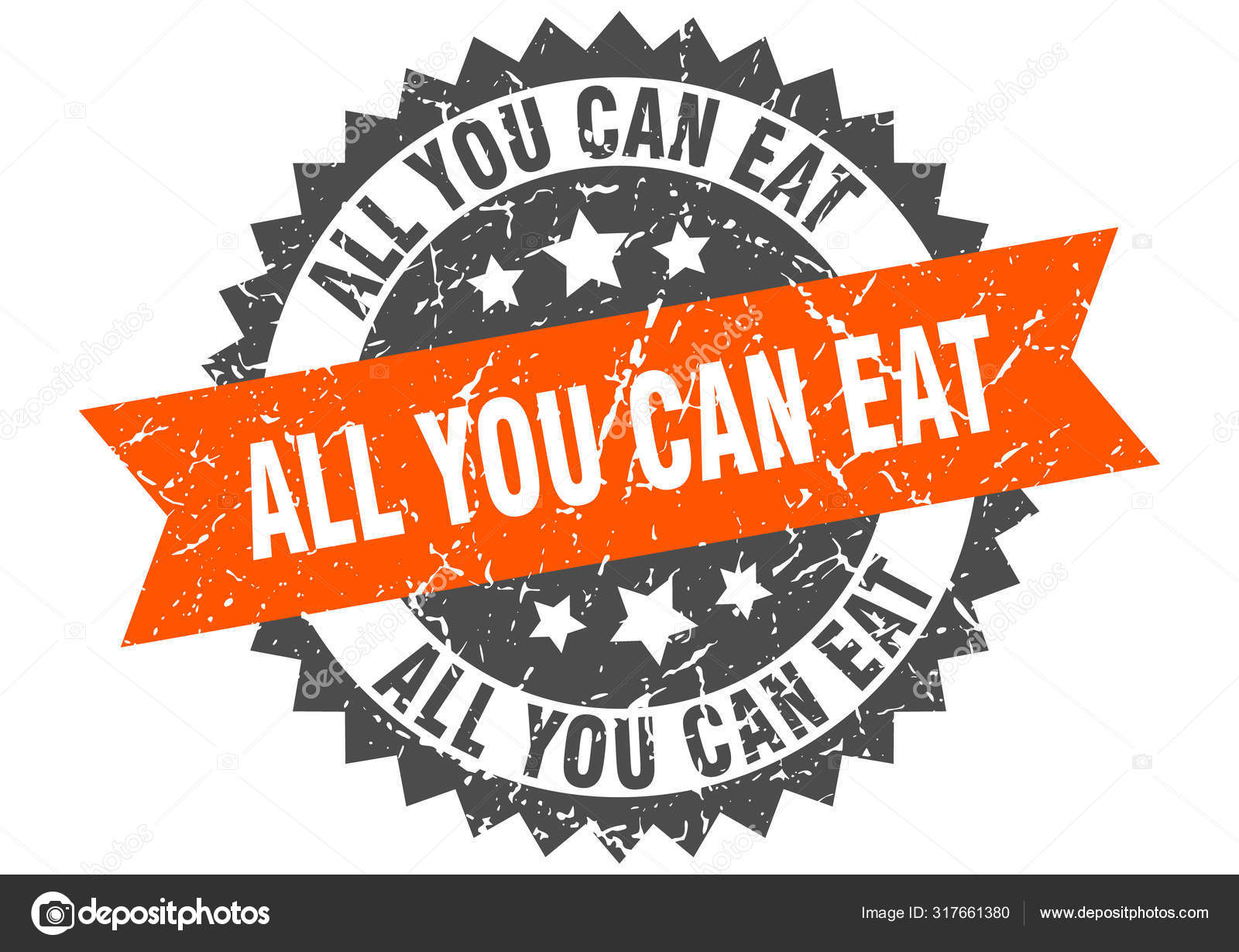 All you can eat grunge stamp with orange band. all you can eat — Stock ...
