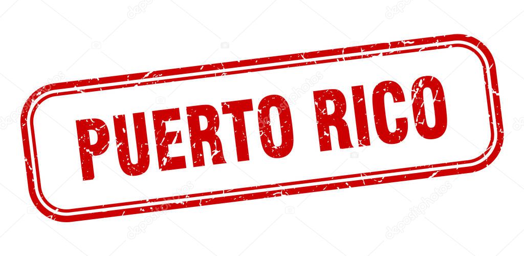 Sello de Puerto Rico. Señal aislada de grunge rojo de Puerto Rico 2022