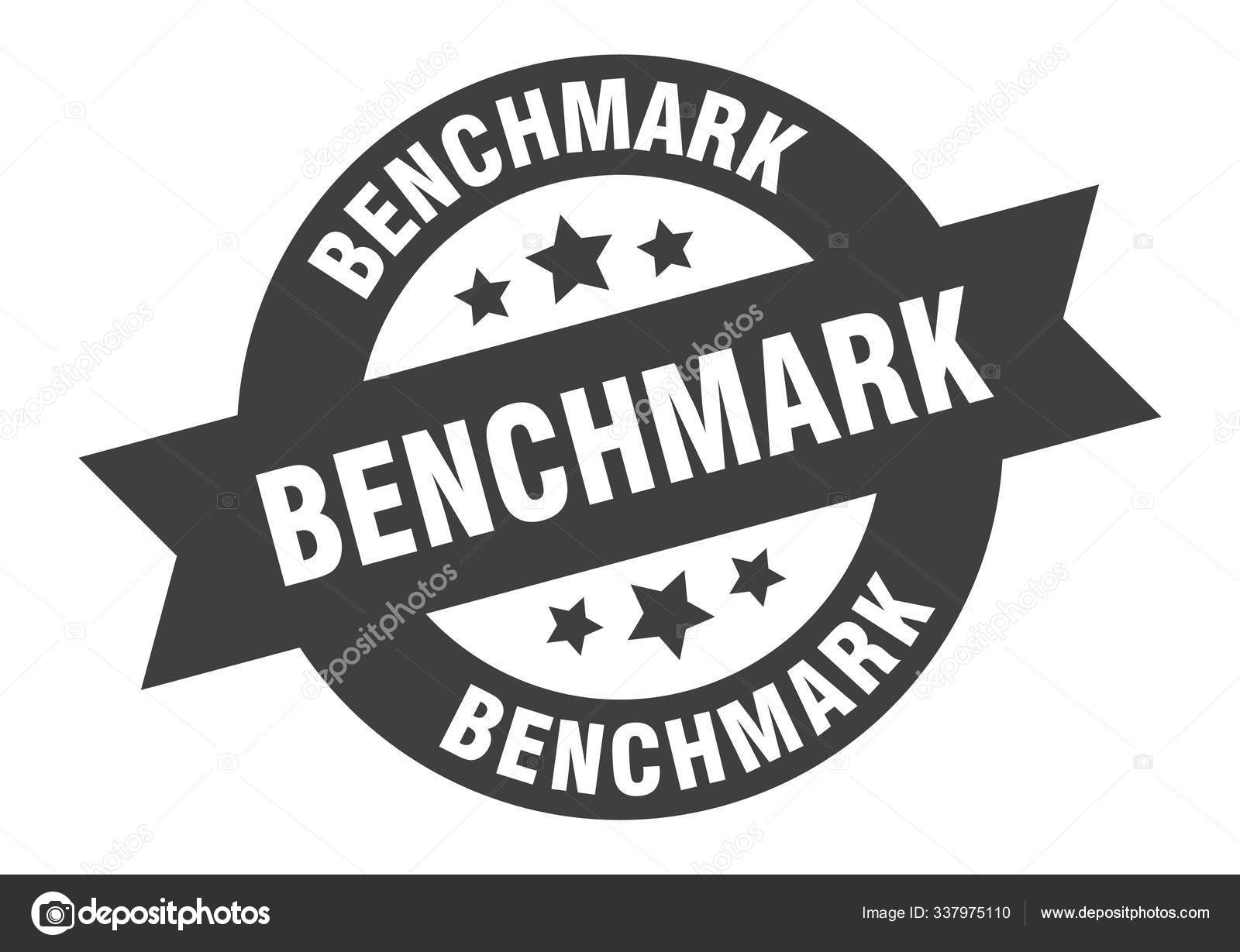 Benchmark sign. benchmark round ribbon sticker. benchmark tag — Stock ...