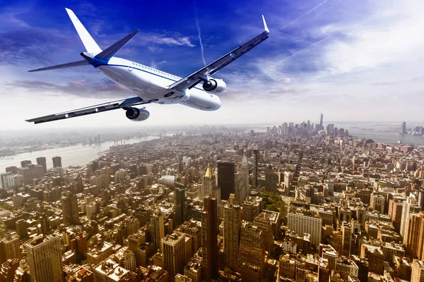 Airplane Flying New York City Usa ⬇ Stock Photo, Image by © dade72n ...
