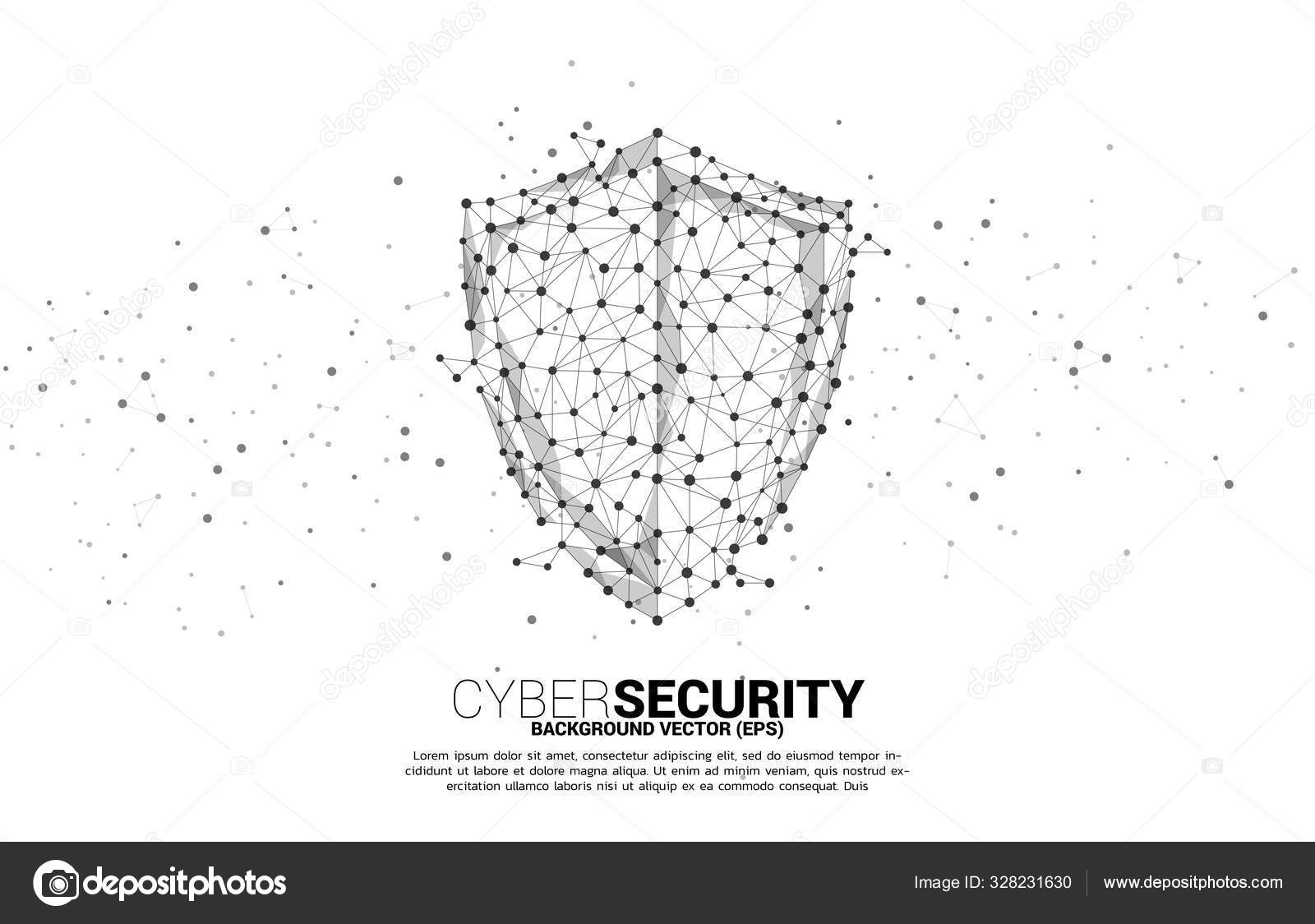 Protection shield icon from dot connect line polygon network. concept ...