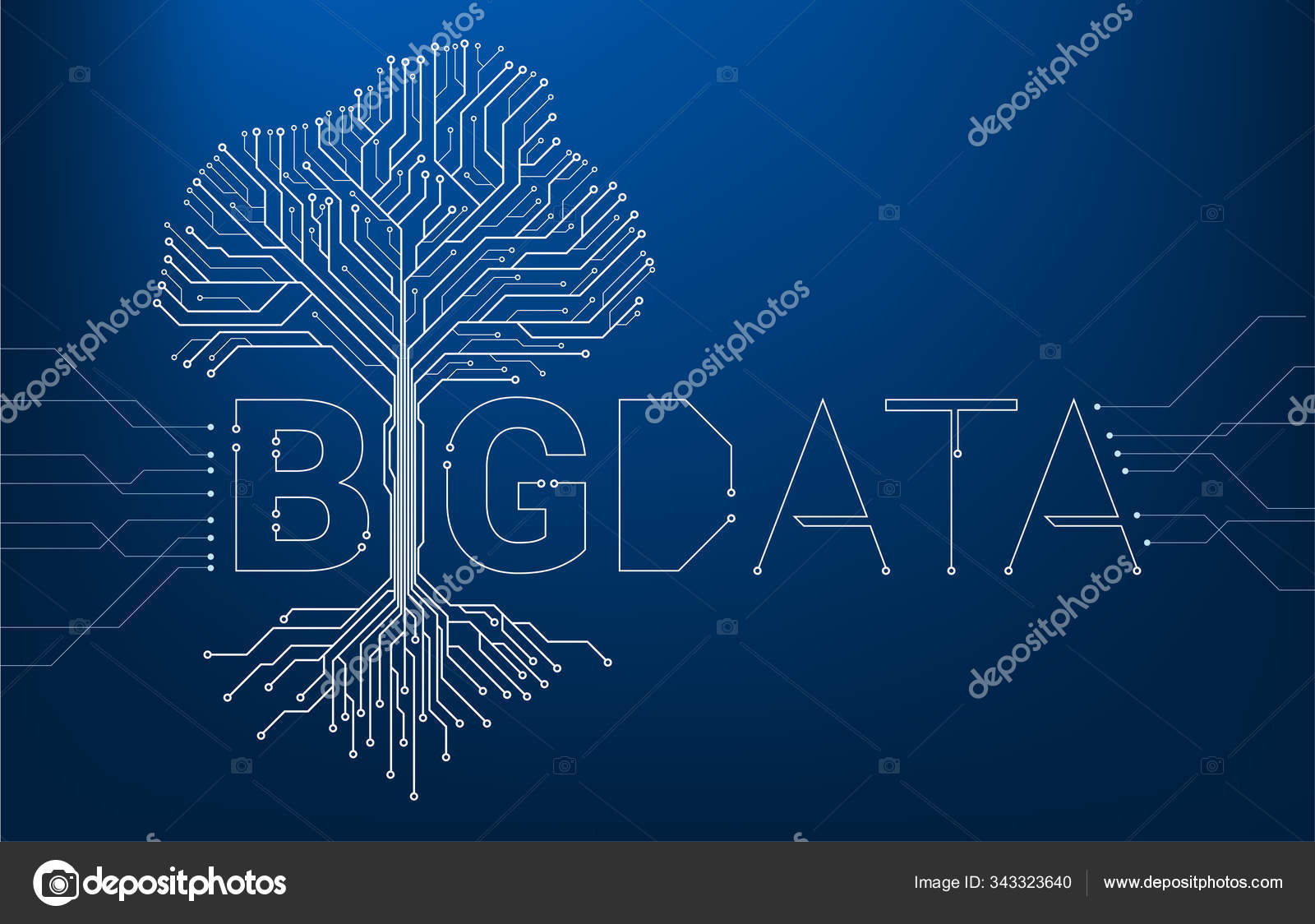 Big Data Tree from digital line connect dot circuit board style ...