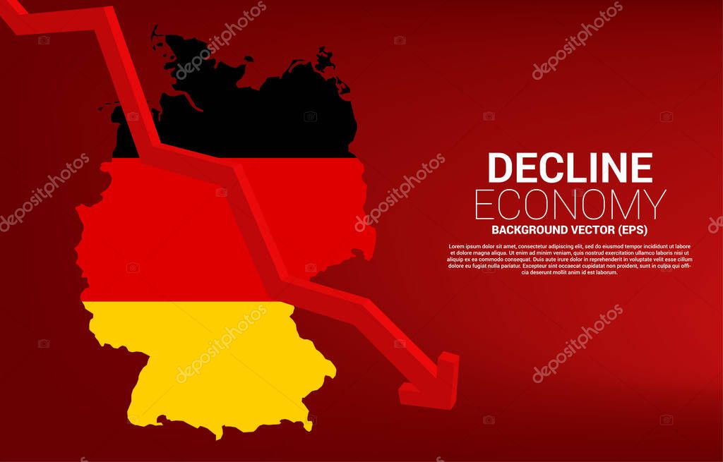Gráfico de desaceleración con bandera de Alemania en el mapa. Concepto ...