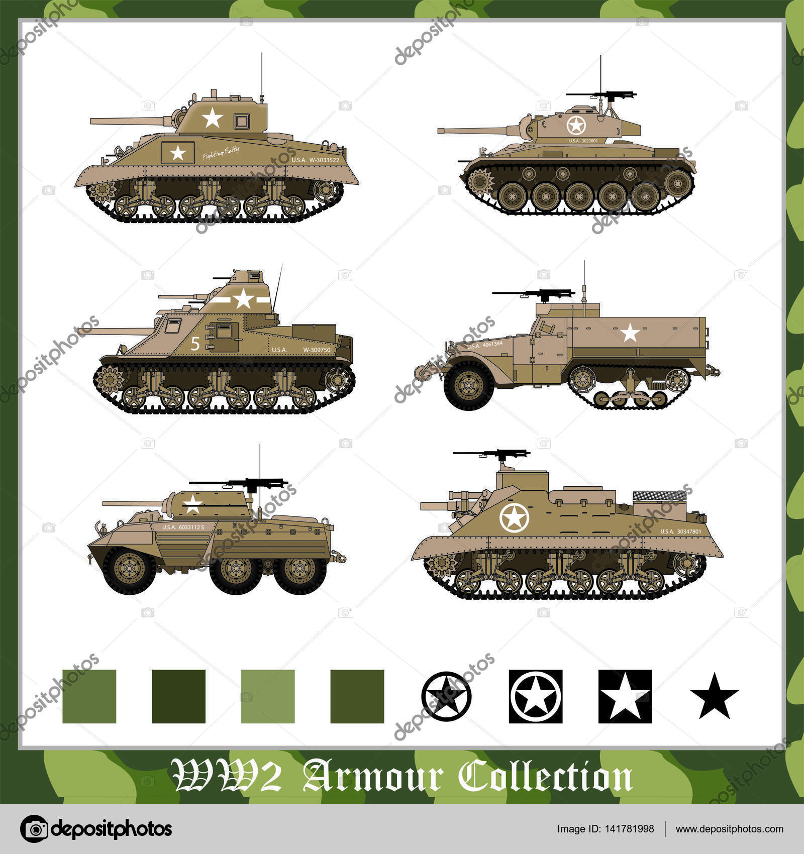 WW2 american armour collection Stock Vector by ©hunorolah 141781998